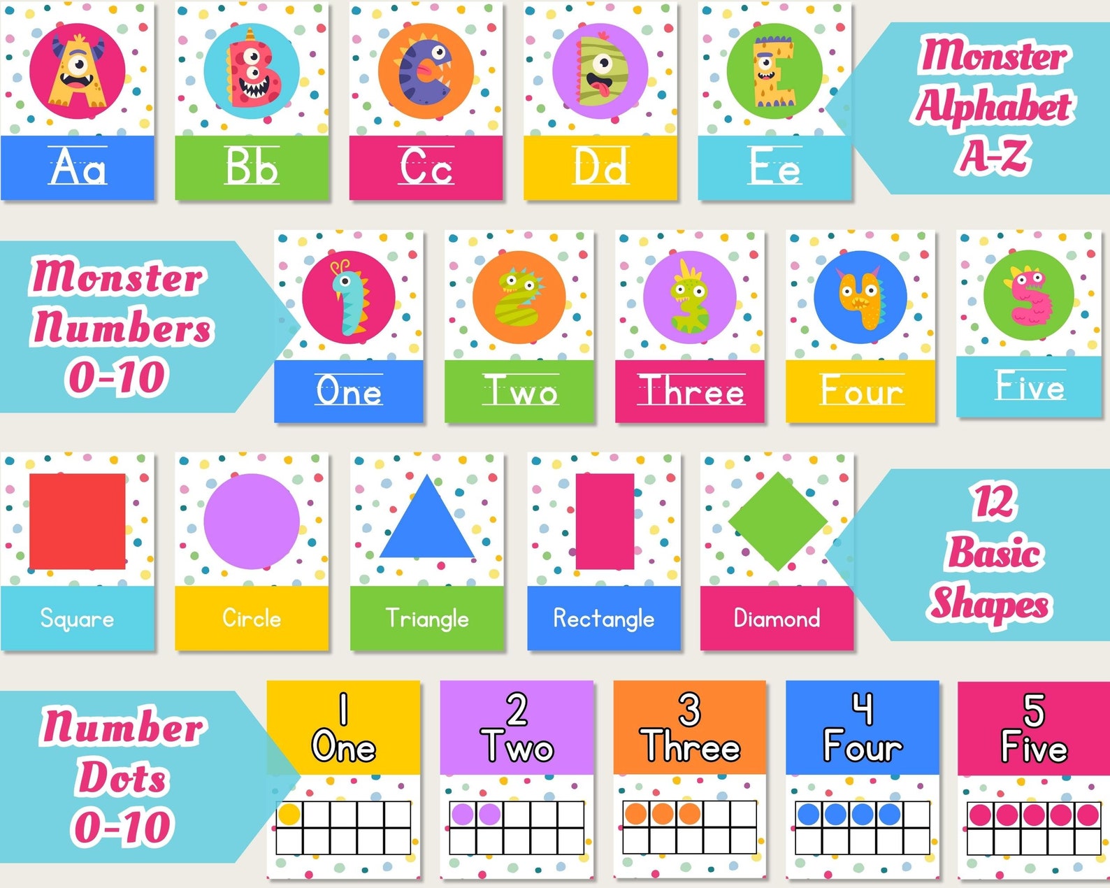 Rainbow Polka Dot Classroom Decor Bundle, Editable Classroom Bundle ...