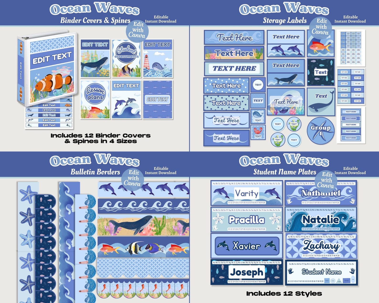 Ocean Theme Classroom Decor Bundle, Printable & Editable Classroom ...