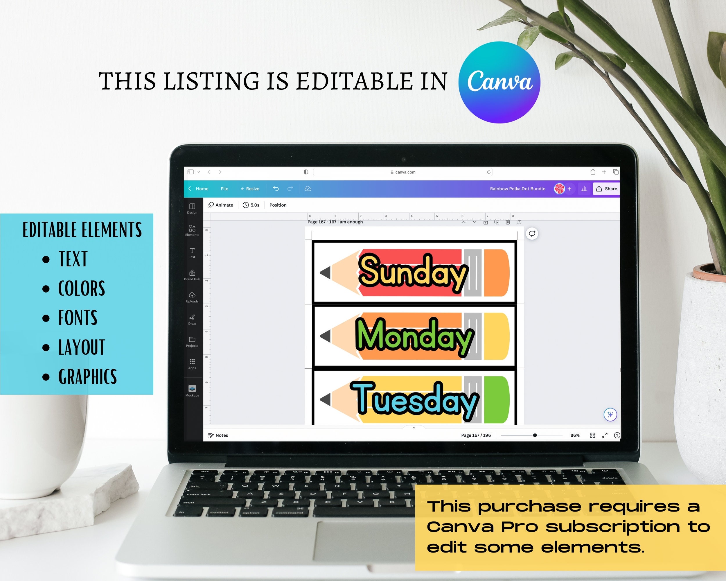 Bright Rainbow Flip Calendar, Editable Classroom Calendar, Kindergarten ...