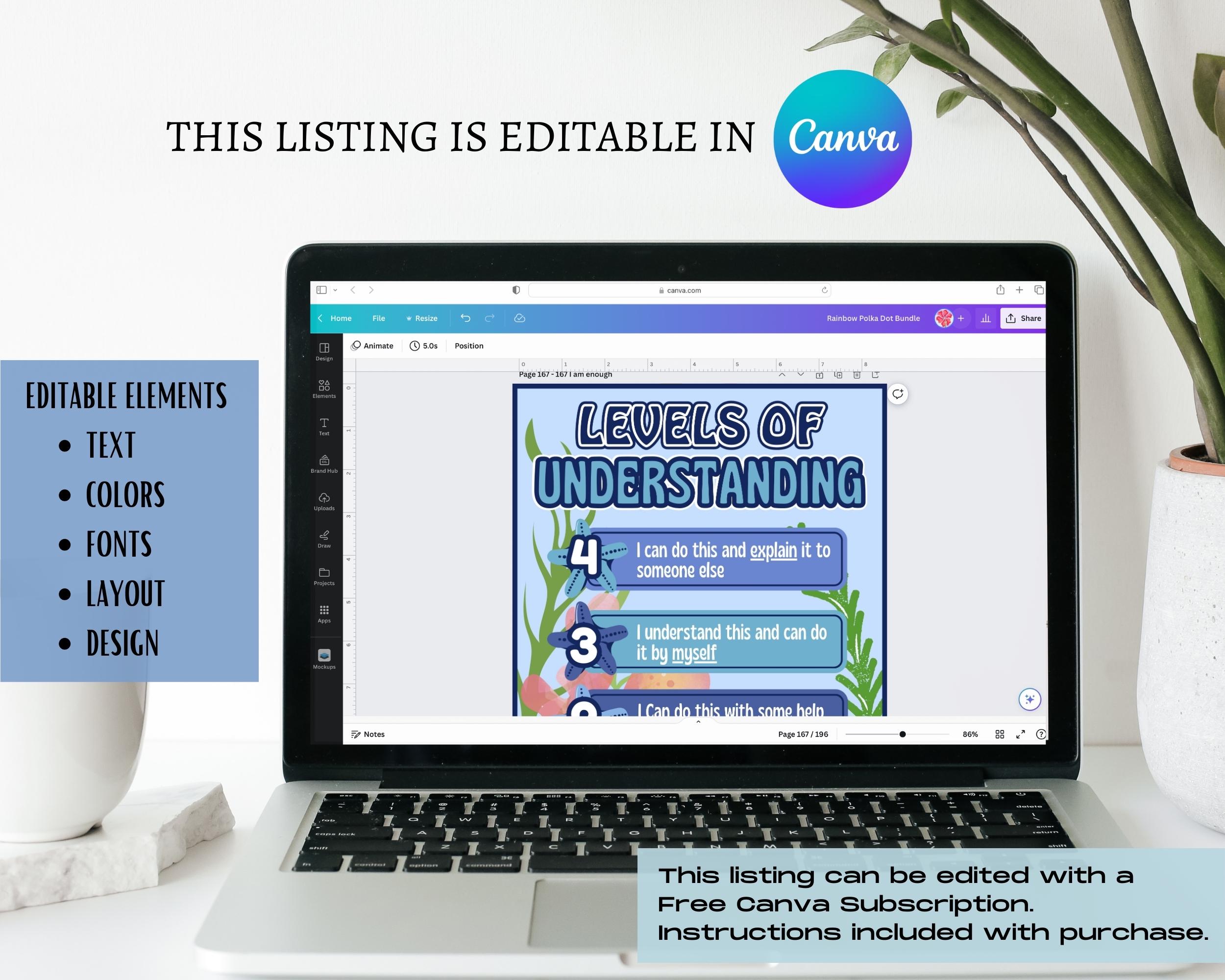 Ocean Theme Levels of Understanding, Printable & Editable Levels of ...