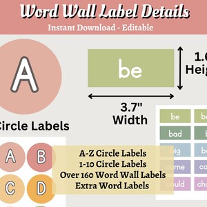 Neutral Boho Word Wall Bundle, Editable Classroom Decor, Canva Template ...