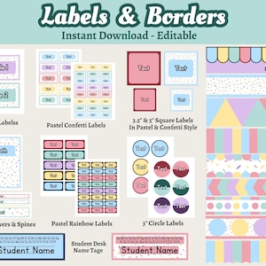 Pastel Classroom Decor Bundle, Editable Classroom Bundle, Canva ...