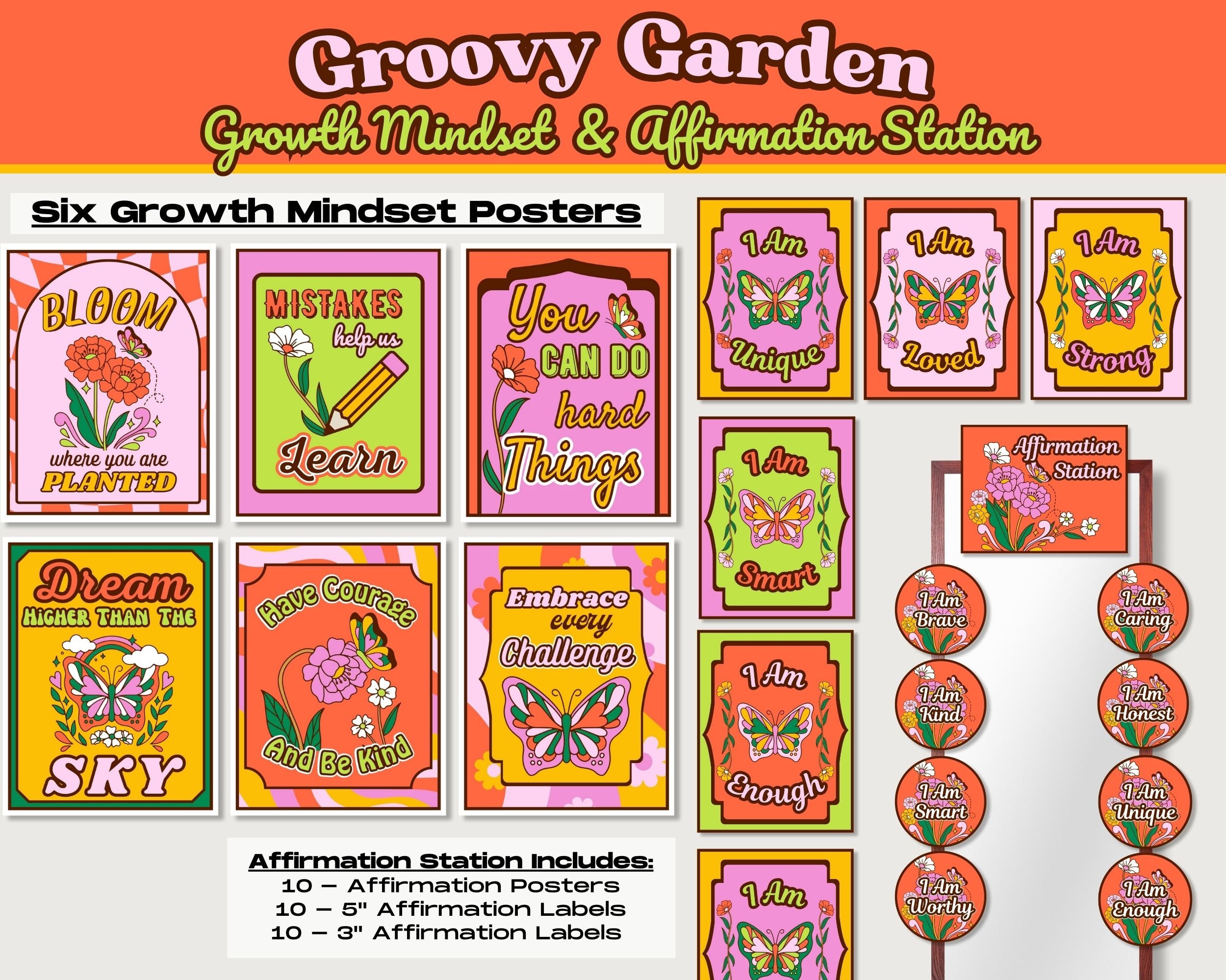 Groovy Garden Classroom Decor Bundle: Retro Floral Posters (canva ...