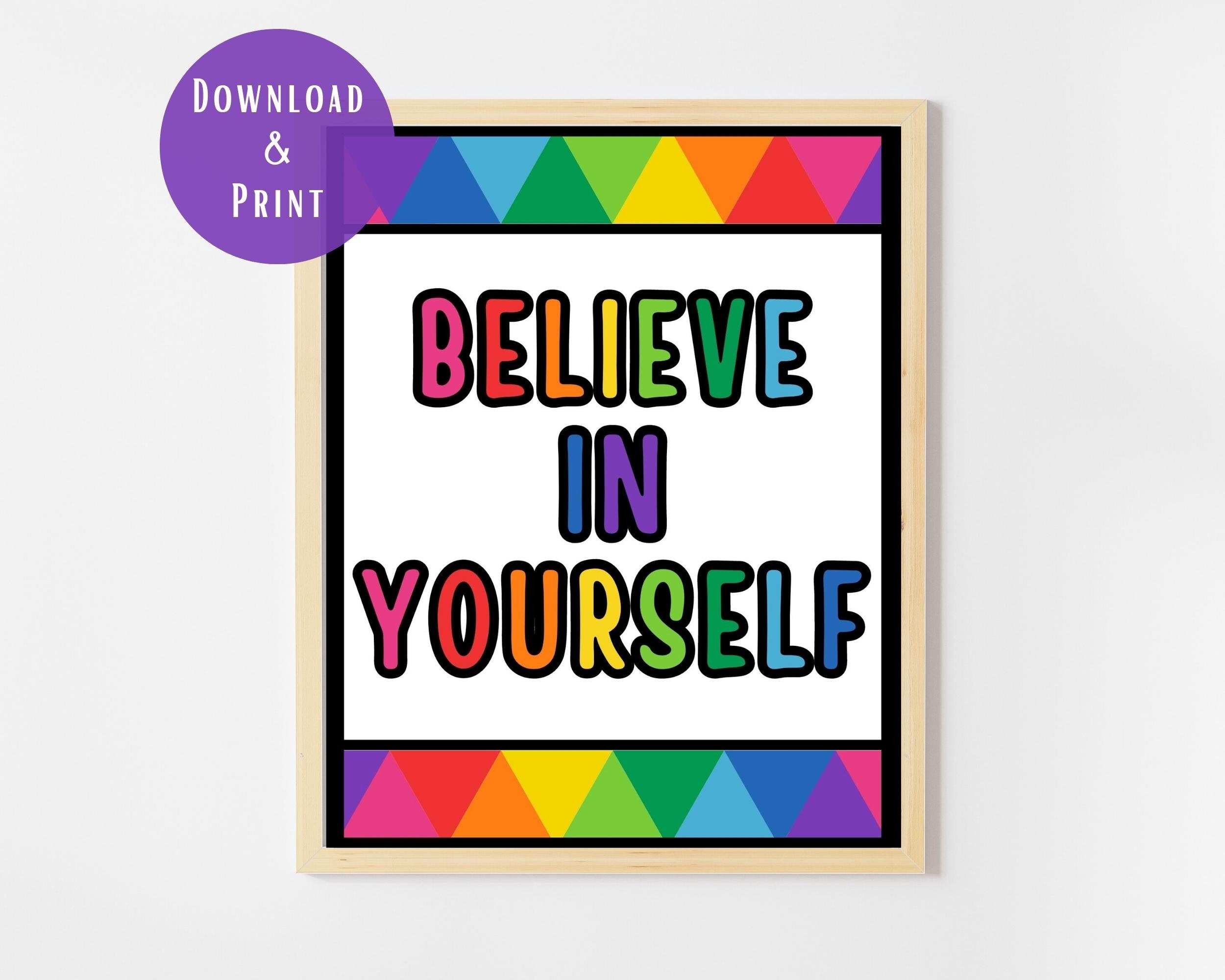 Rainbow Crayon Inspirational Posters Editable Classroom - Etsy