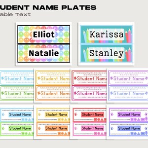 Rainbow Student Name Plate Template, Printable Editable Classroom Desk ...