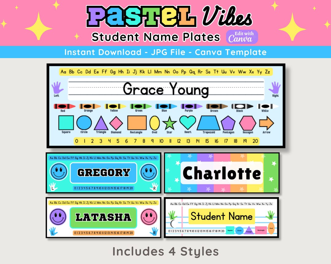 Editable Pastel Student Name Plates, Printable Classroom Desk Tags ...