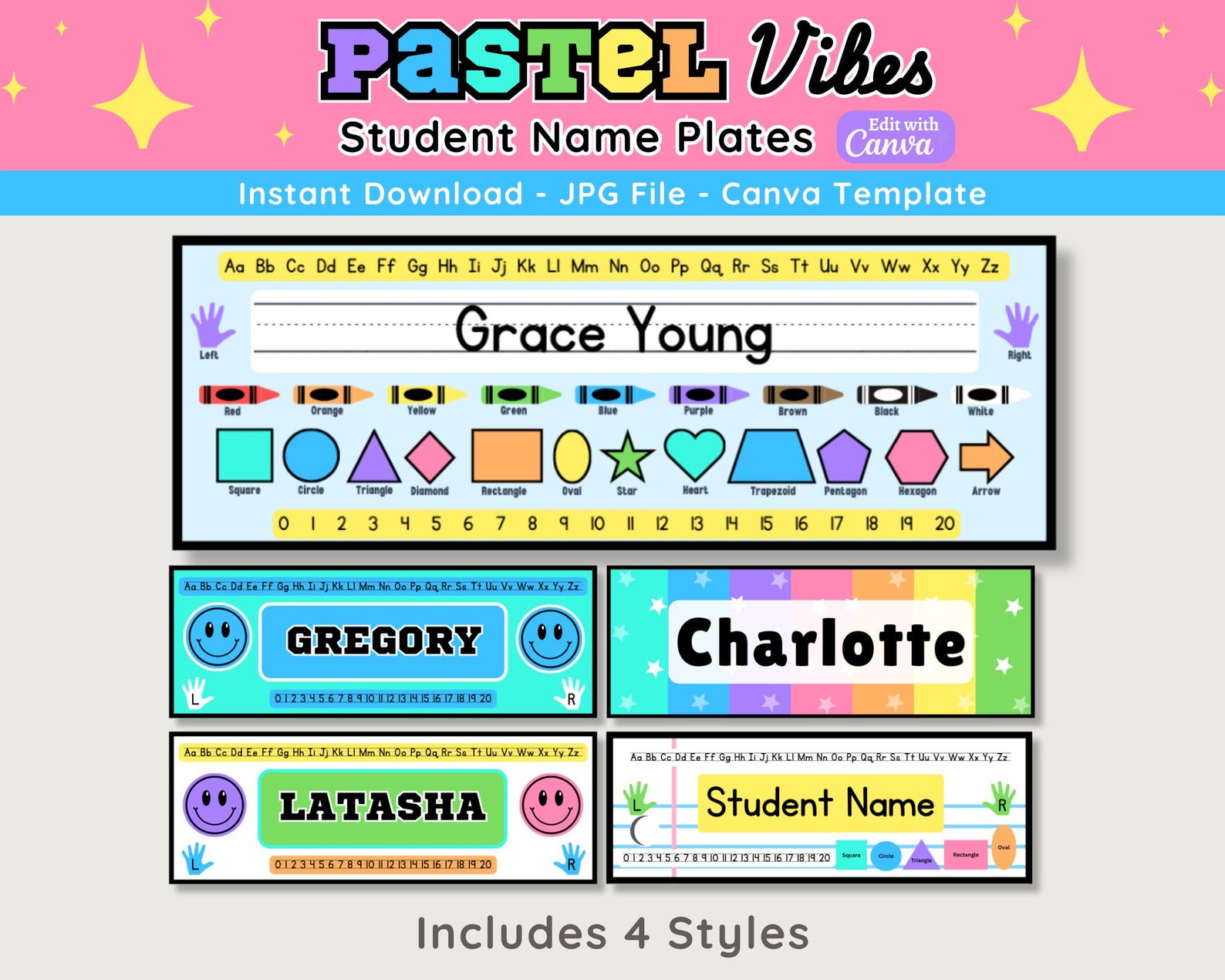 Editable Pastel Student Name Plates, Printable Classroom Desk Tags ...