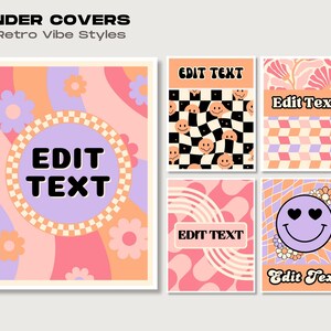 Retro Binder Covers and Spines: Editable Teacher Organization (canva ...
