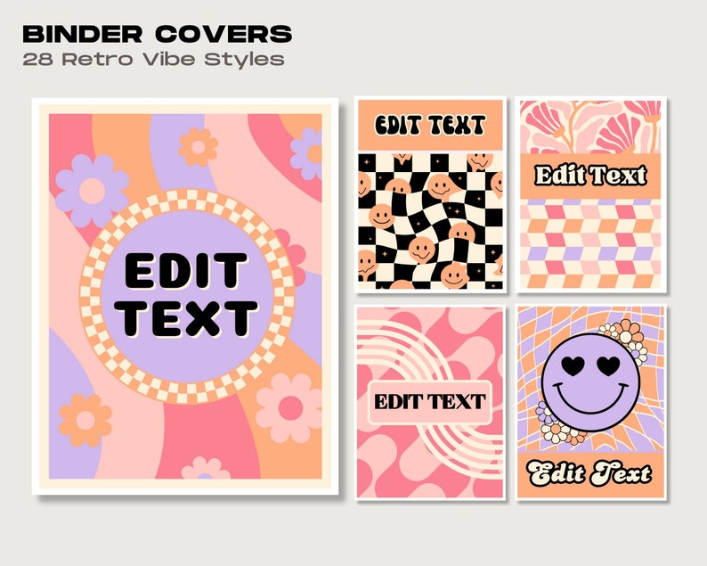 Retro Binder Covers and Spines: Editable Teacher Organization (canva ...