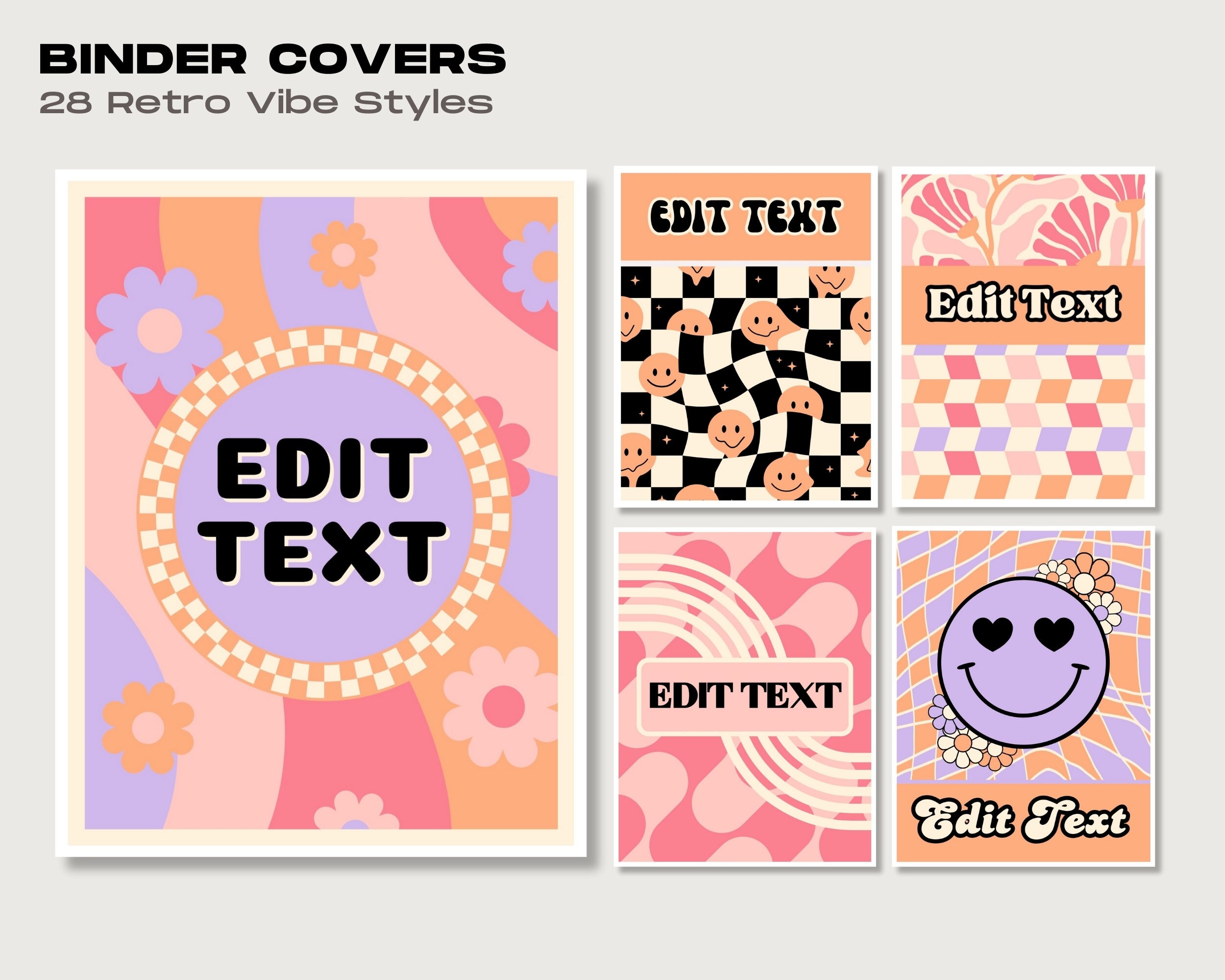 Retro Binder Covers and Spines: Editable Teacher Organization (canva ...