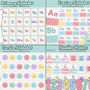 Pastel Classroom Decor Bundle, Editable Classroom Bundle, Canva ...