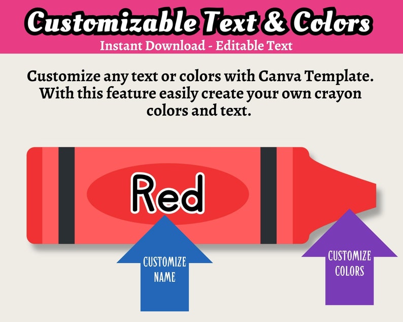 Crayon Color Printable Posters: Editable Classroom Decor (canva ...