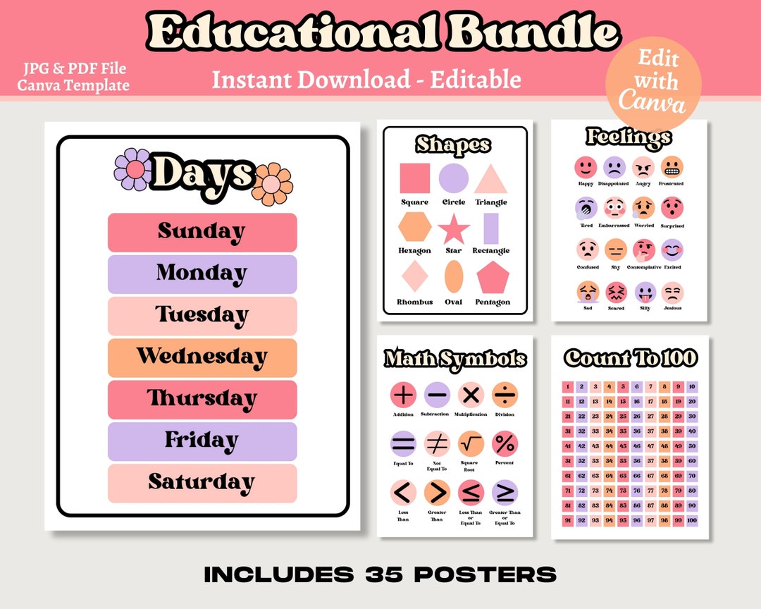 Primary Educational Posters, Printable & Editable Math Posters, Days ...