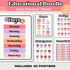 Primary Educational Posters, Printable & Editable Math Posters, Days ...