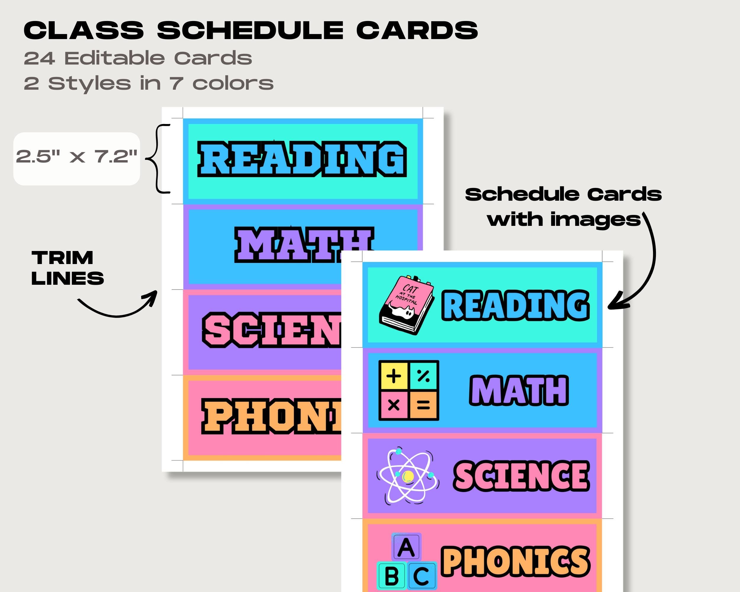 Editable Pastel Class Schedule Display, Printable Today's Schedule ...
