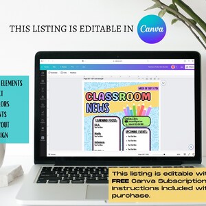 Editable Classroom Newsletter Template: Printable School News (canva ...
