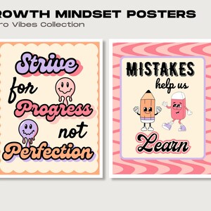 Retro Growth Mindset Posters, Printable Motivational Classroom Posters ...