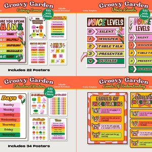 Groovy Garden Classroom Decor Bundle: Retro Floral Posters (canva ...