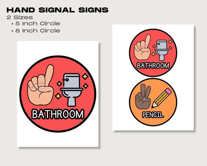 Rainbow Classroom Hand Signal Posters: Editable Decor (digital Download ...
