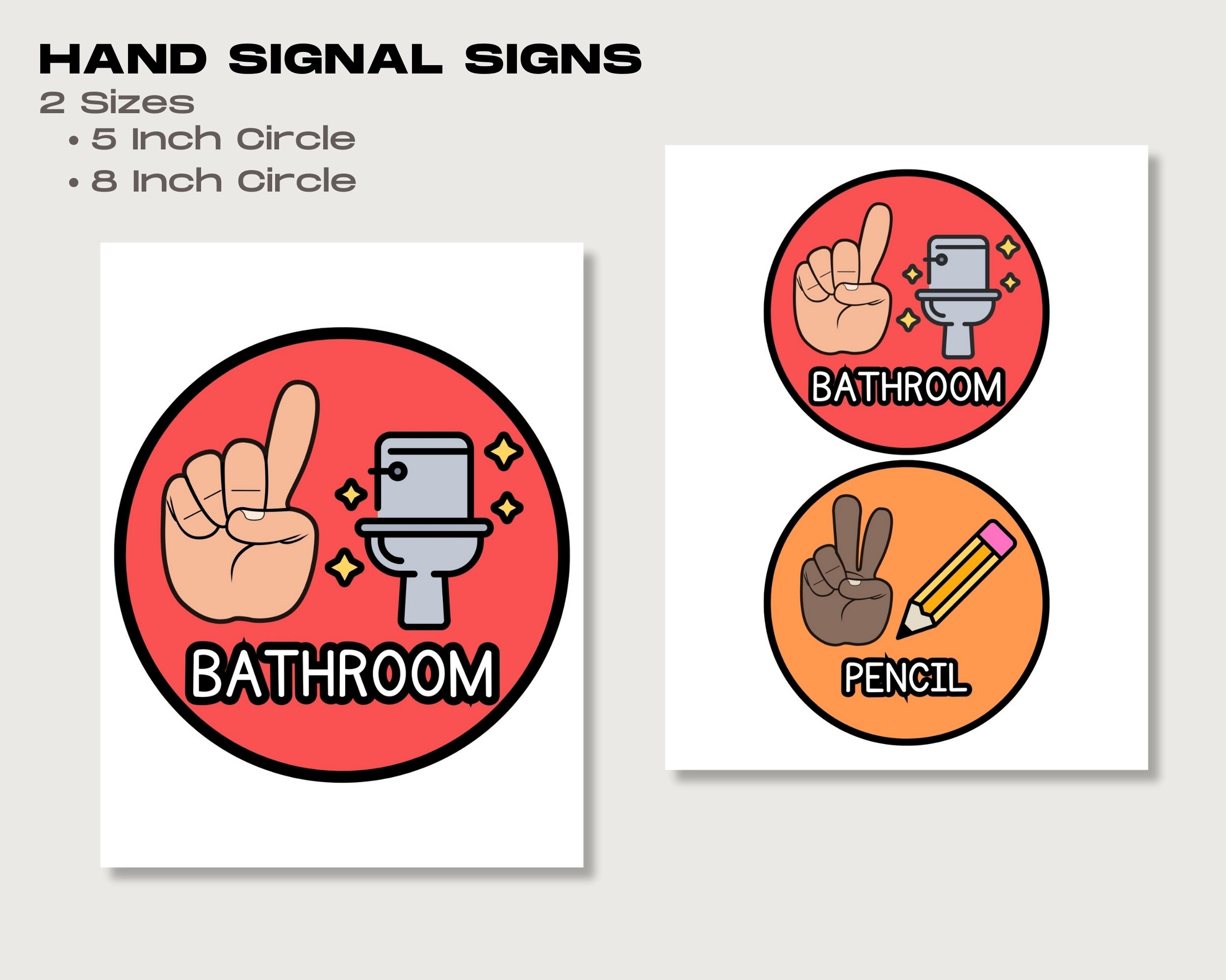 Rainbow Classroom Hand Signal Posters: Editable Decor (digital Download ...