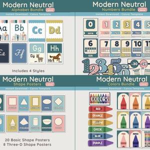Editable Modern Classroom Decor Printable Bundle, Neutral Complete ...