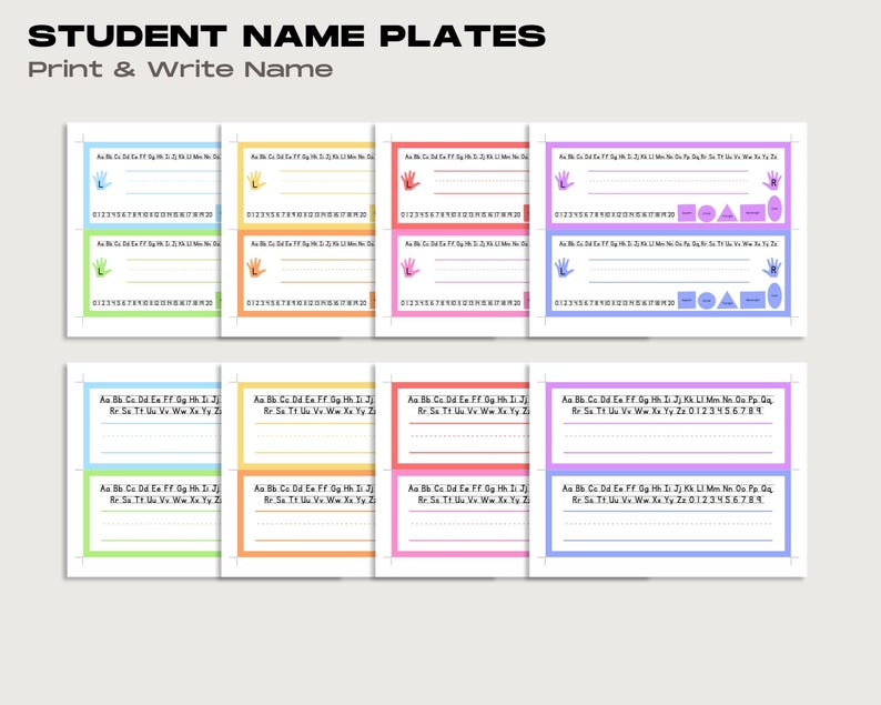 Rainbow Student Name Plate Template, Printable Editable Classroom Desk ...
