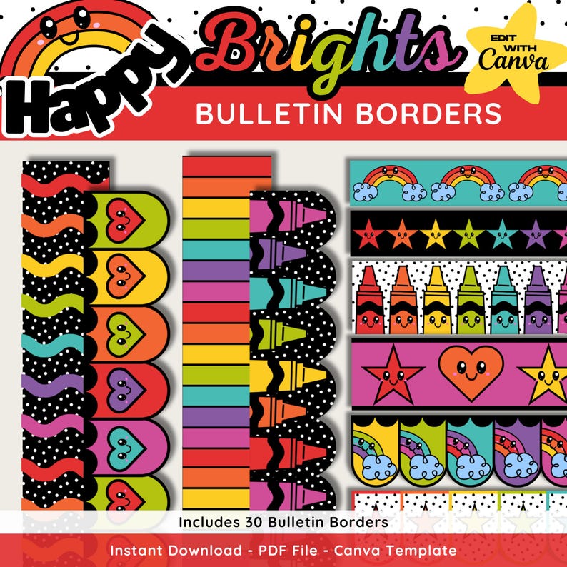 Rainbow Bulletin Borders, Printable & Editable Classroom Display ...