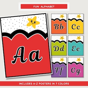 Rainbow Alphabet Classroom Posters: Cursive & Modern (canva Template ...