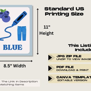 Set of 12 Color Posters, Editable Teacher Printable, Pre-k Preschool ...