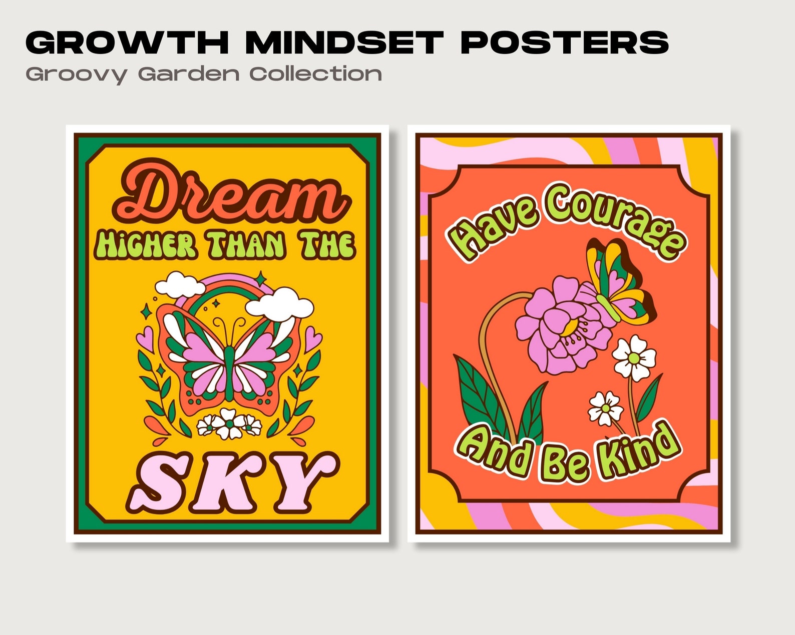 Groovy Growth Mindset Posters, Printable & Editable Inspirational ...