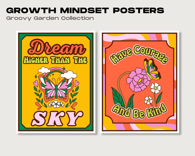Groovy Growth Mindset Posters, Printable & Editable Inspirational ...
