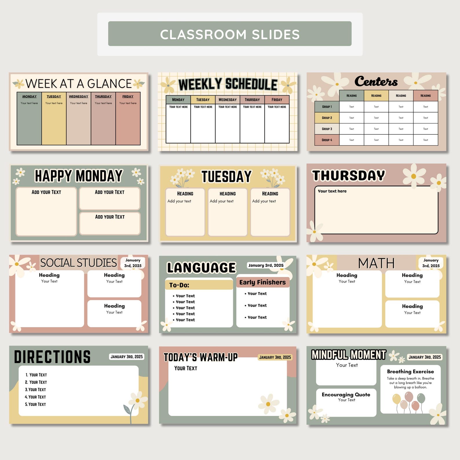Boho Classroom Slides, Editable Daily Slides for Teachers, Neutral Back ...