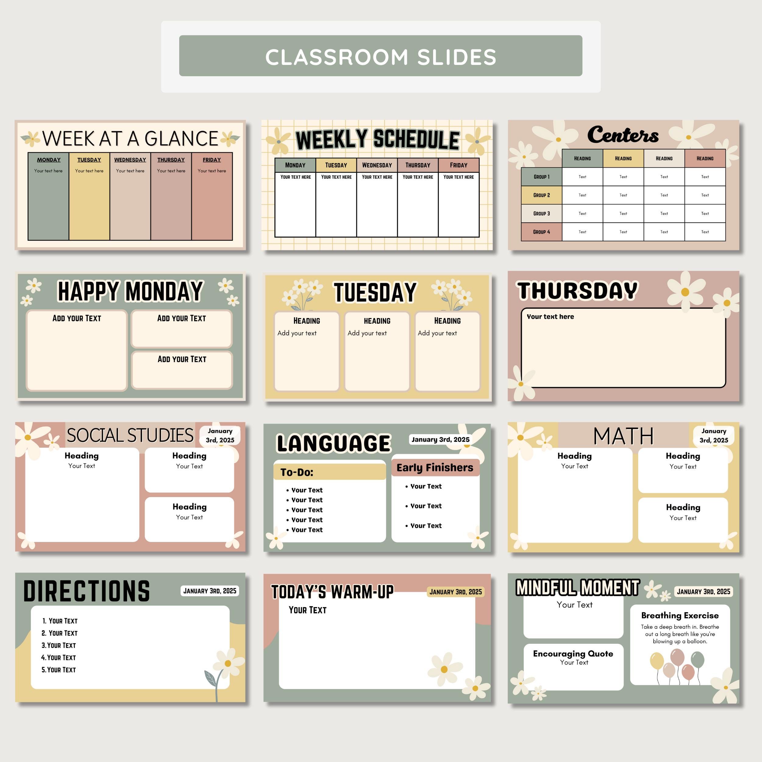 Boho Classroom Slides, Editable Daily Slides for Teachers, Neutral Back ...