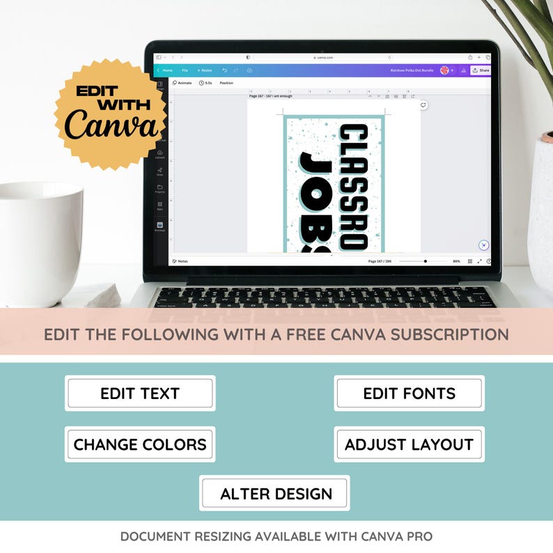 Calm Modern Classroom Jobs Display, Printable & Editable Student ...