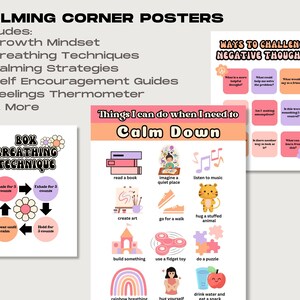 Calming Corner Posters, Kids Breathing Techniques, Printable & Editable ...