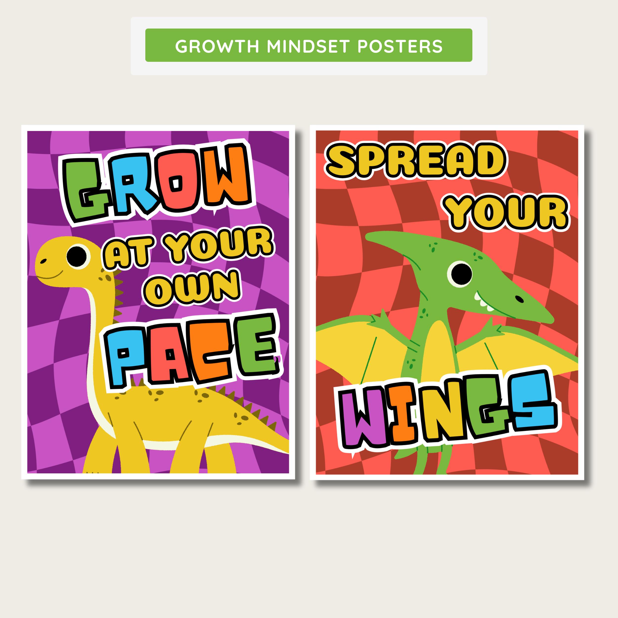 Dinosaur Growth Mindset Classroom Posters, Printable Editable Inspiring ...