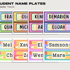 Rainbow Student Name Plate Template, Printable Editable Classroom Desk ...