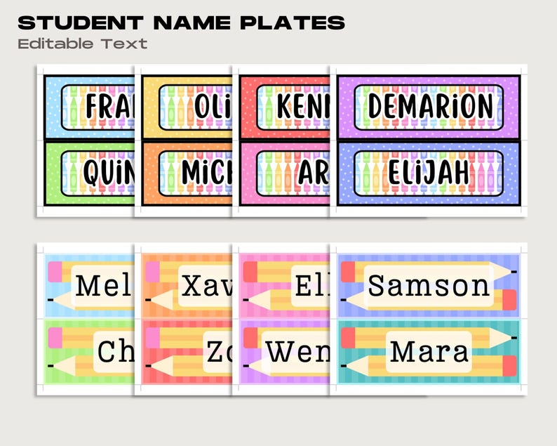 Rainbow Student Name Plate Template, Printable Editable Classroom Desk ...