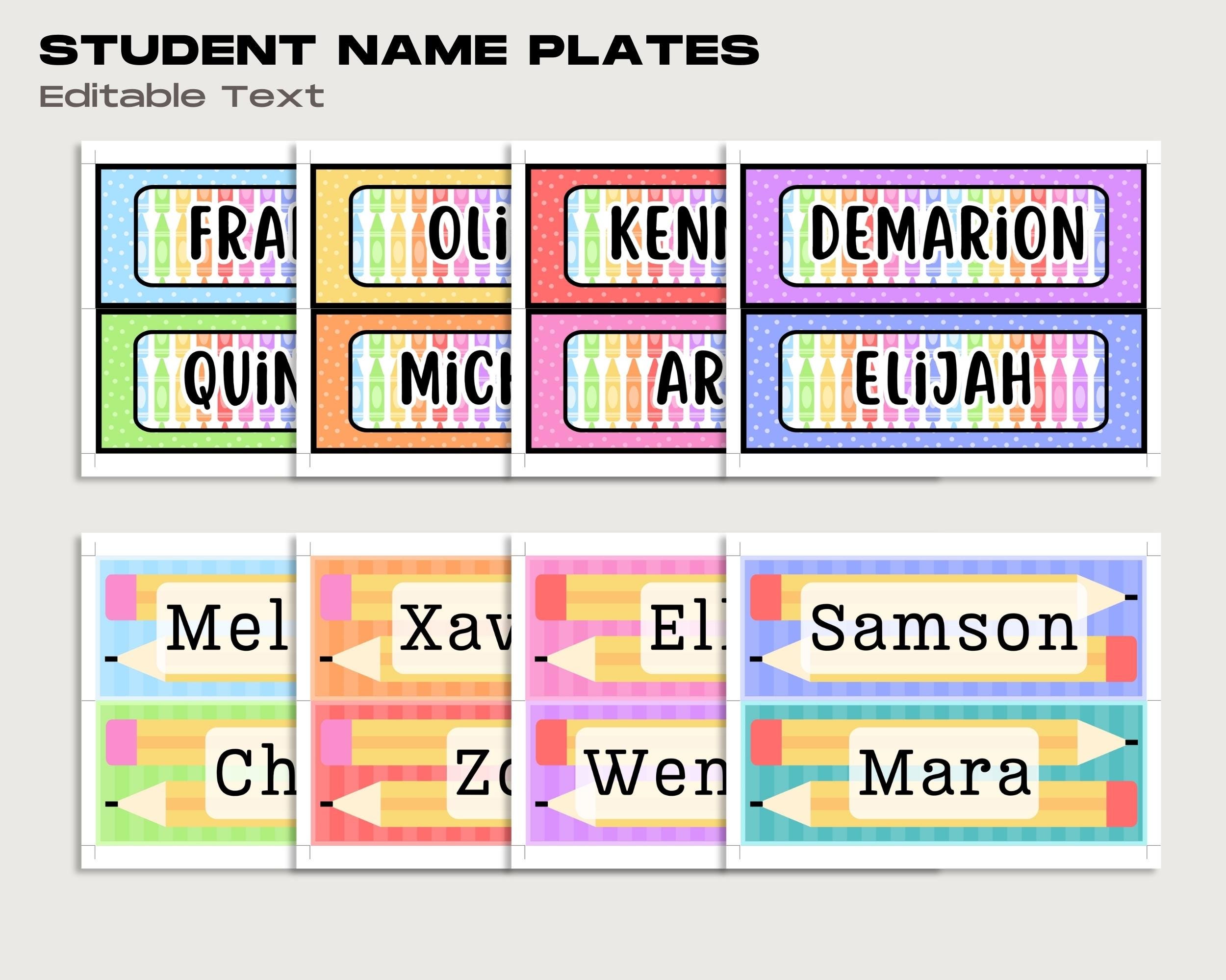 Rainbow Student Name Plate Template, Printable Editable Classroom Desk ...