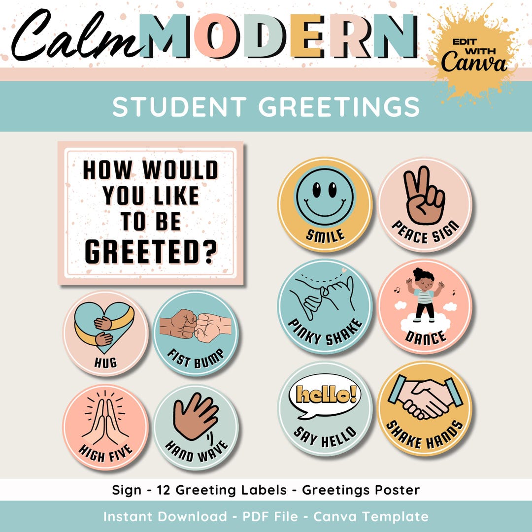 Calm Modern Classroom Student Greetings, Printable & Editable How Would ...