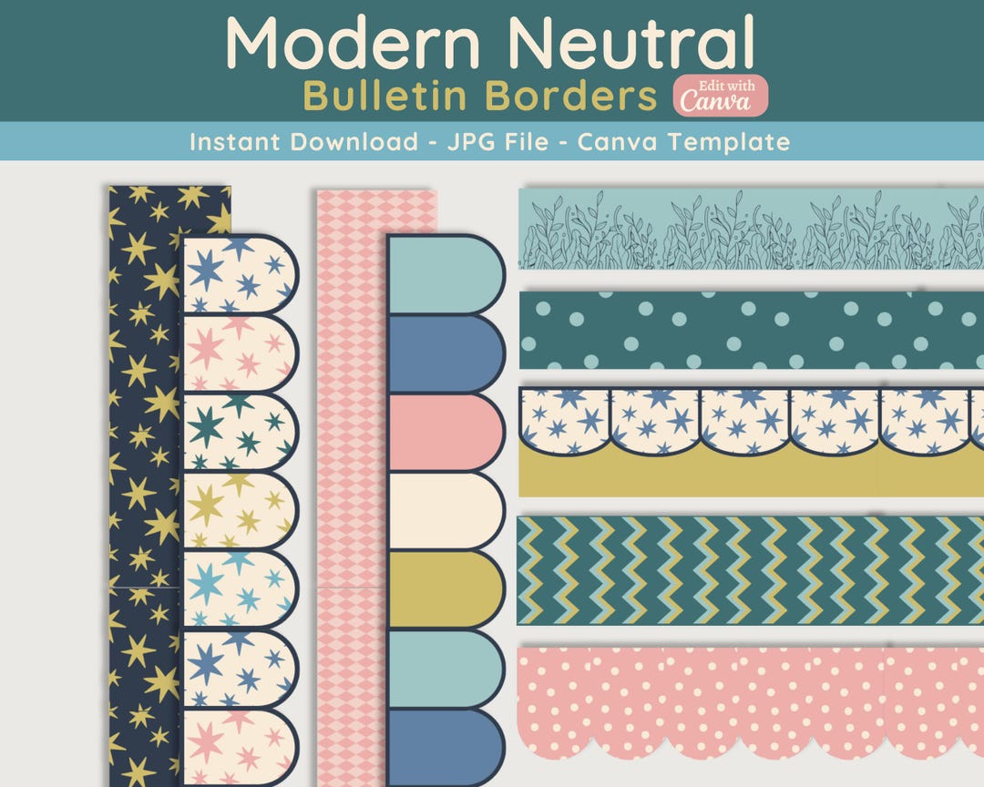 Printable Bulletin Borders, Neutral Bulletin Borders, Boho Classroom ...