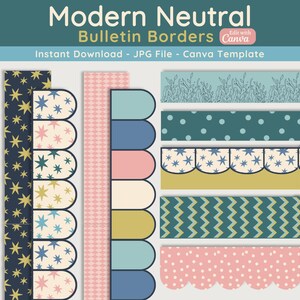 Printable Bulletin Borders, Neutral Bulletin Borders, Boho Classroom ...