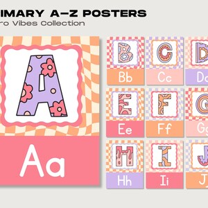 Retro Vibes Alphabet Bundle, Editable Retro A-Z Posters, Elementary ...