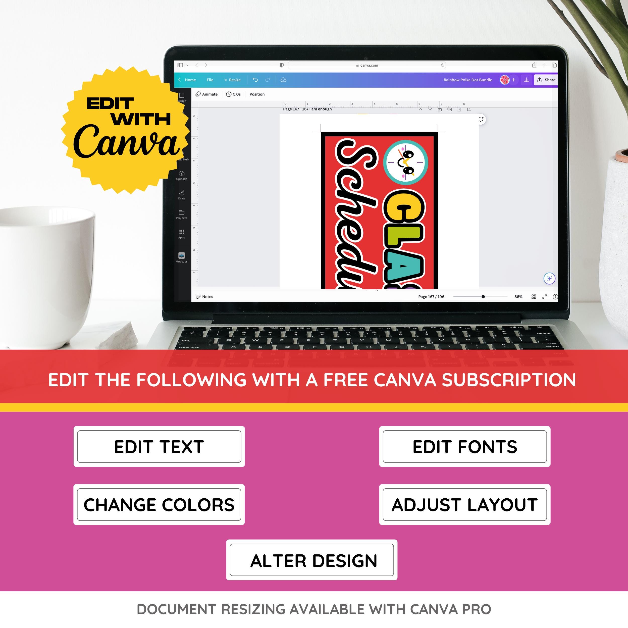 Rainbow Class Schedule Kit: Printable Classroom Decor (canva Template ...