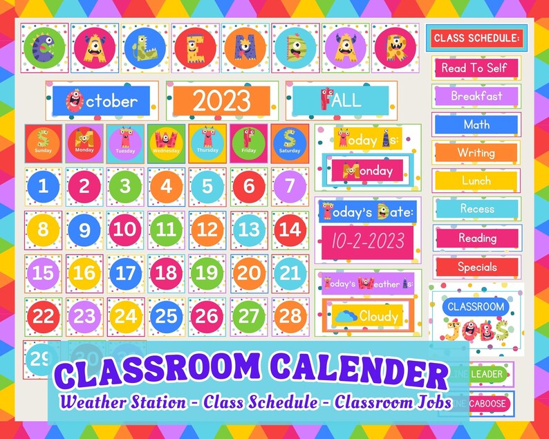 Rainbow Polka Dot Classroom Decor Bundle, Editable Classroom Bundle ...
