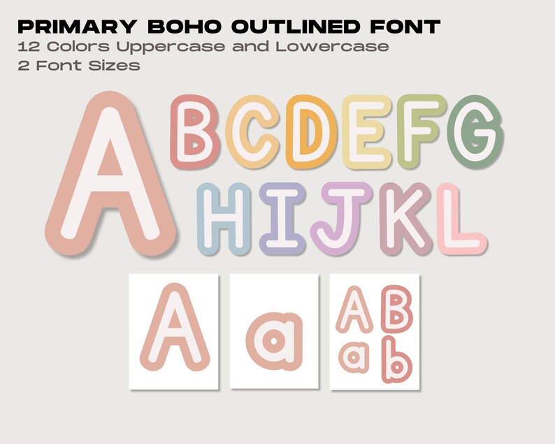 Primary Boho Rainbow A-Z Bulletin Board Letters, Classroom Decor ...