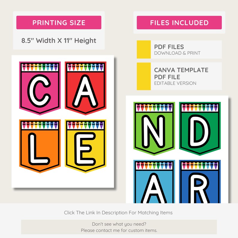 Rainbow Crayon Classroom Calendar Bundle: Printable Teacher Resources ...
