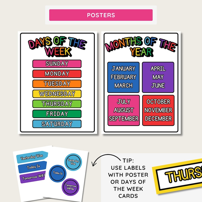 Rainbow Crayon Classroom Calendar Bundle: Printable Teacher Resources ...