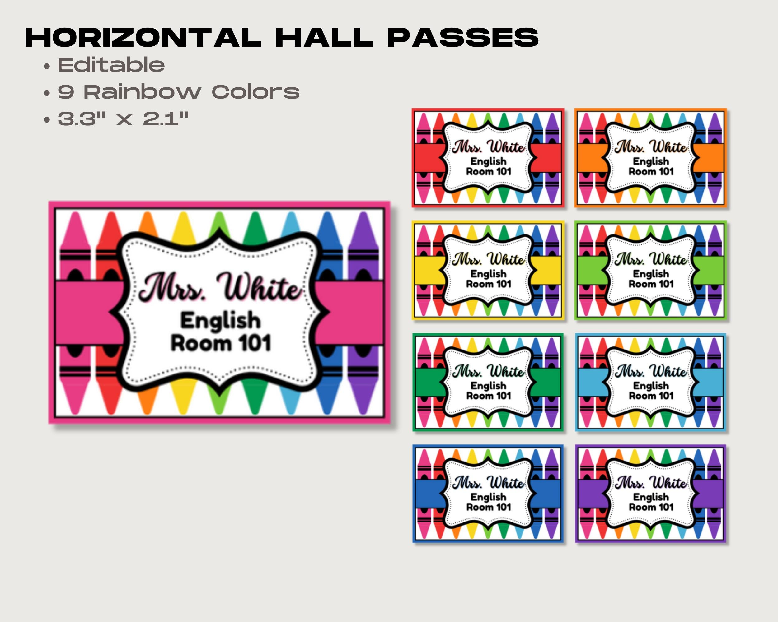 Printable Rainbow Teacher Hall Pass, Custom Editable Hall Passes for ...