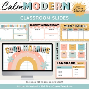 Calm Modern Classroom Slides, Editable Daily Teacher Presentation ...